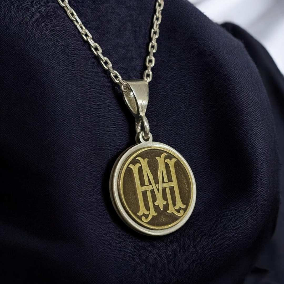 Sterling Silver Monogram Necklace – Custom Initial Medallion Pendant ...