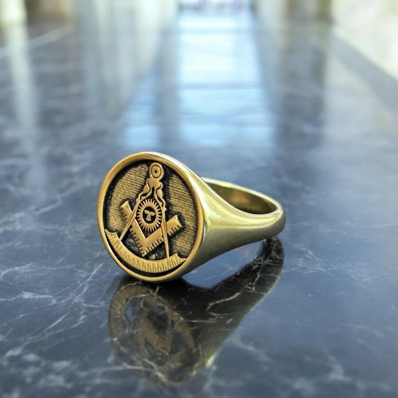 Master Mason Ring, Silver Freemason Signet Ring, Masonic Pinky Ring Man ...