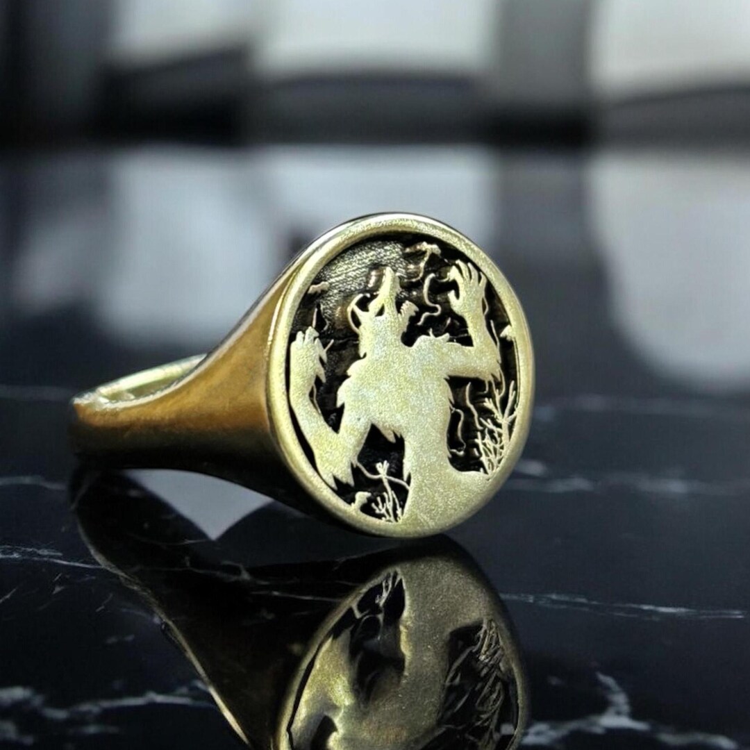 Werewolf Ring, Silver Wolf Howl Signet Ring Women, Wolfman Howling ...