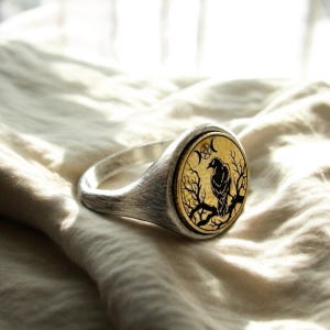 Raven Signet Ring, Crow Silver Pinky Ring, Corvine Gothic Jewelry ...