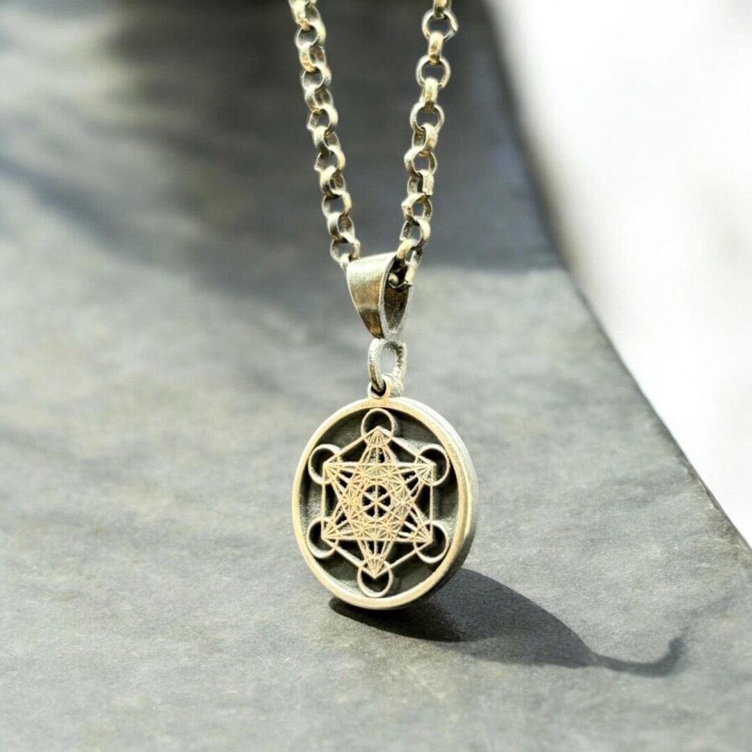 Metatron Necklace, Silver Metatron Cube Pendant, Archangel Charm ...