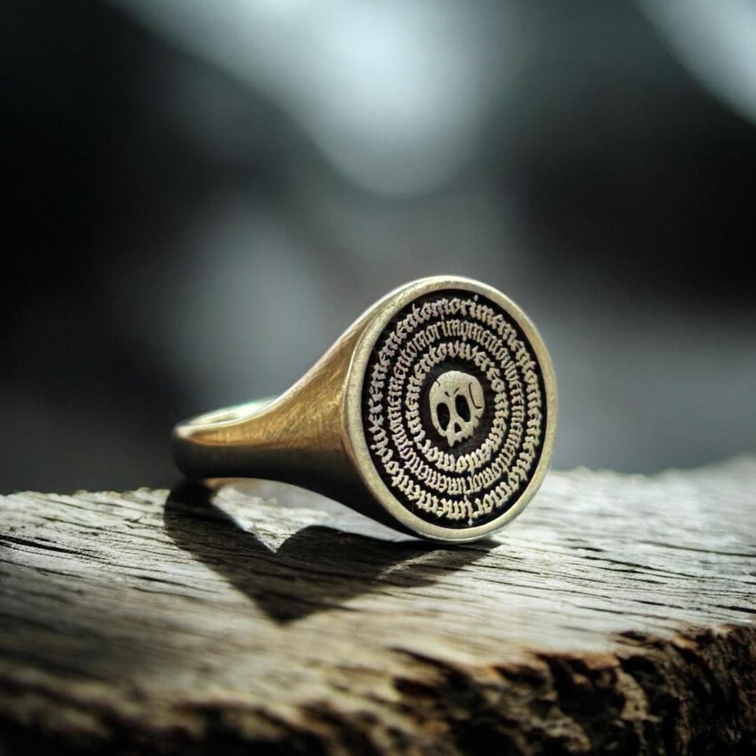 Memento Mori Ring, Silver Skull Pinky Ring, Mortality Reminder Jewelry ...