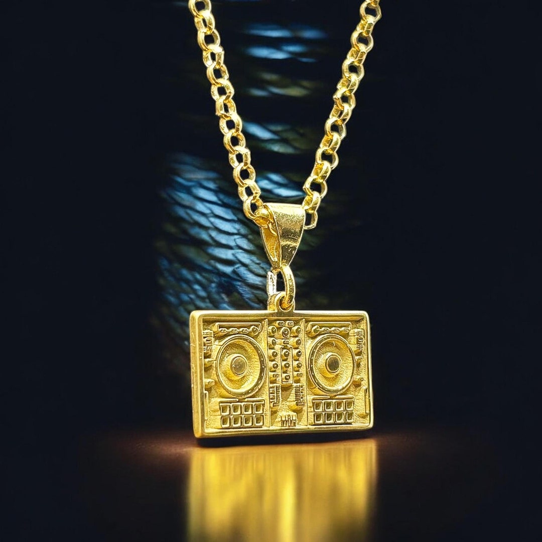 Turn Table Necklace Man, Silver DJ Set up Vivere Pendant Women, Techno ...