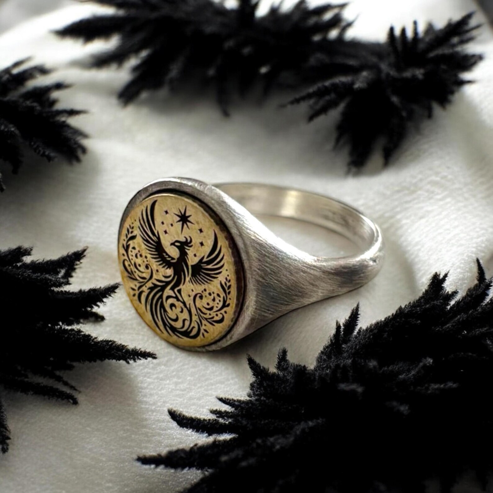 Phoenix Ring, Legendary Rising Signet Ring Women, Mythologic Simurg ...