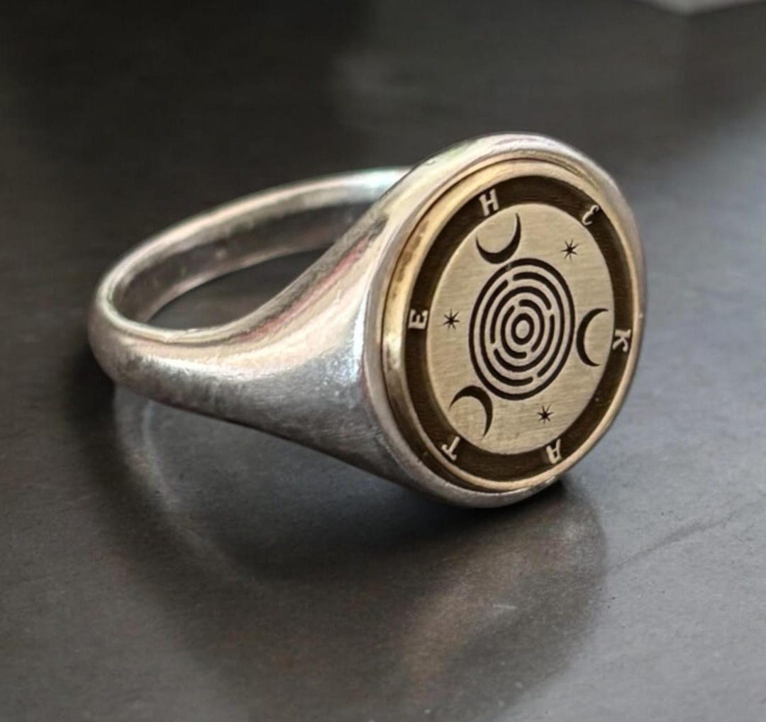 Hecate Sigil Ring, Greek Mythology Signet Ring, Ancient Goddess Pinky ...