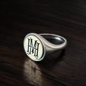 Dual Monogram Ring, Two Initial Signet Ring, 2 Letter Pinky Ring Men ...
