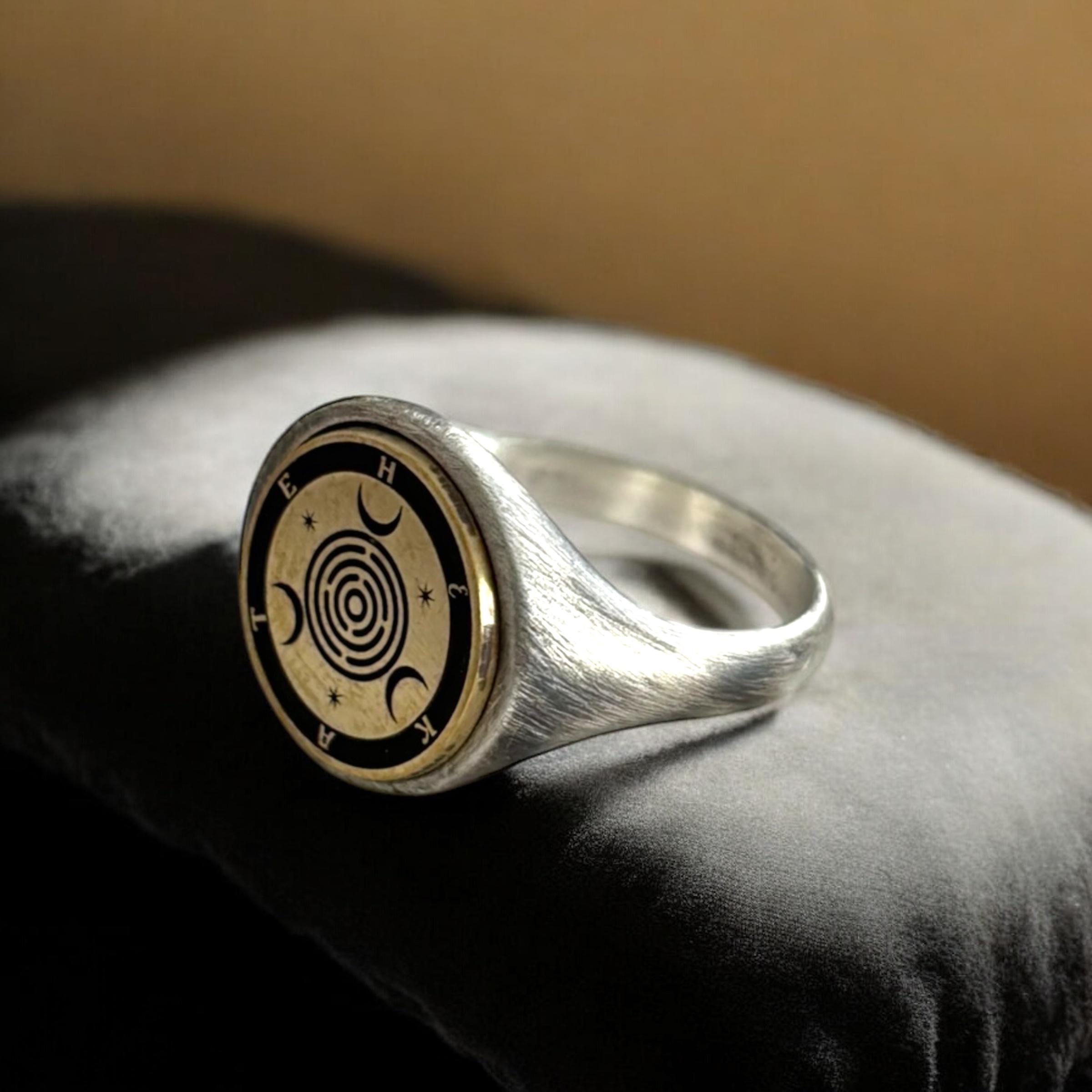 Hecate Sigil Ring, Greek Mythology Signet Ring, Ancient Goddess Pinky ...