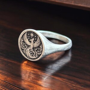 Phoenix Ring, Legendary Rising Signet Ring Women, Mythologic Simurg ...