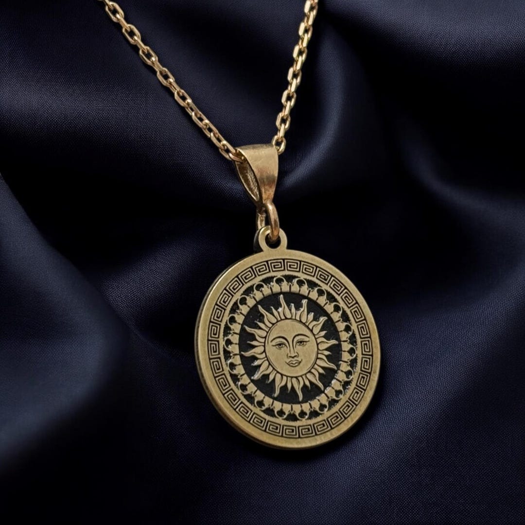 Sterling Silver Solar Sigil Necklace – Celestial Sun Face Pendant for ...