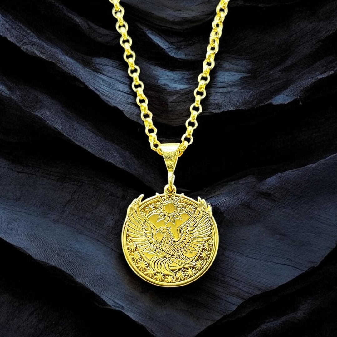 Phoenix Necklace, Silver Legendary Rising Pendant Man, Sun Charm Women ...