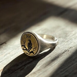 Raven Signet Ring, Crow Silver Pinky Ring, Corvine Gothic Jewelry ...