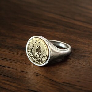 Raven Signet Ring, Crow Silver Pinky Ring, Corvine Gothic Jewelry ...