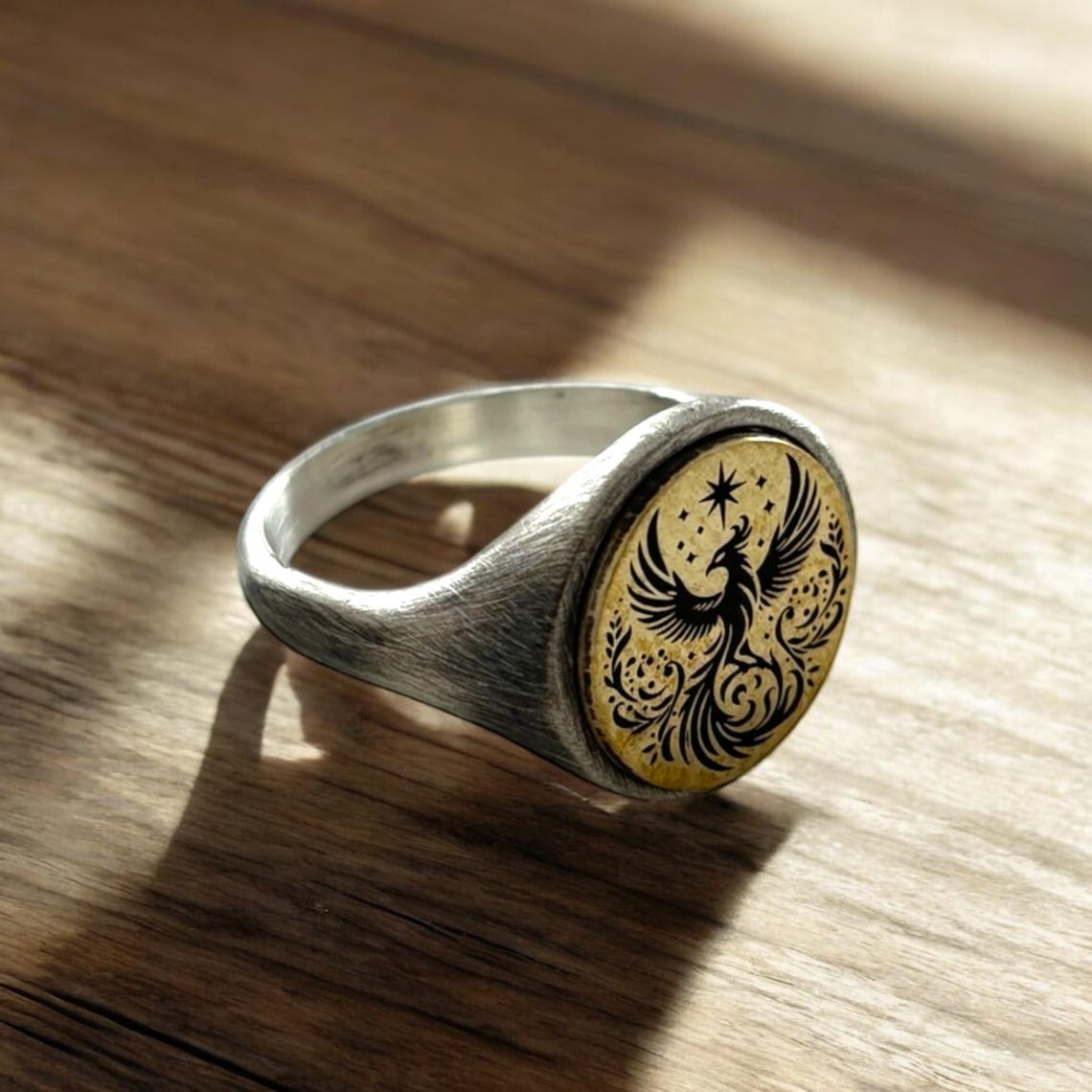 Phoenix Ring, Legendary Rising Signet Ring Women, Mythologic Simurg ...