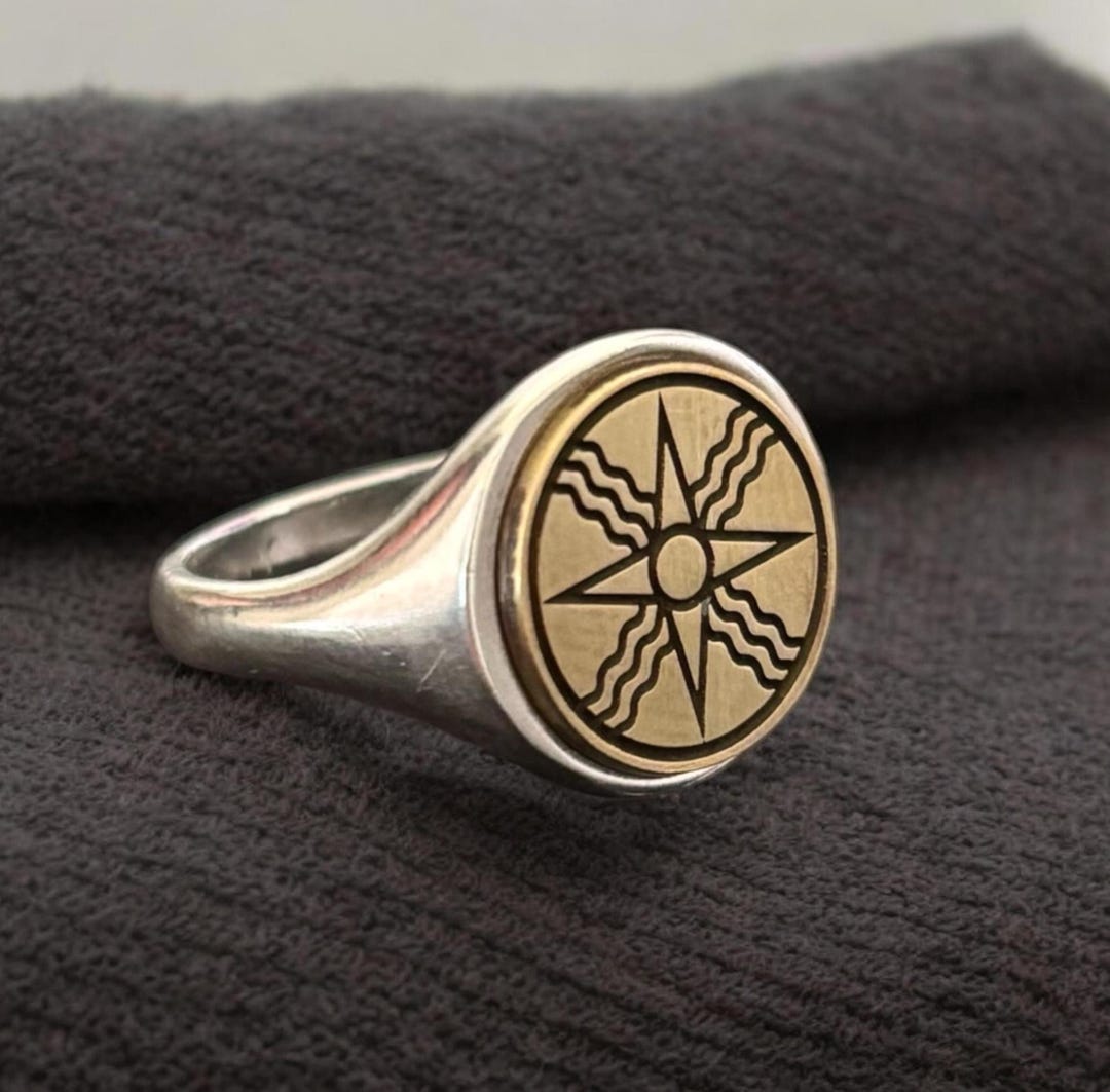 Star of Shamash Ring, Mesopotamian Sun Signet Ring, Enki Pinky Ring ...
