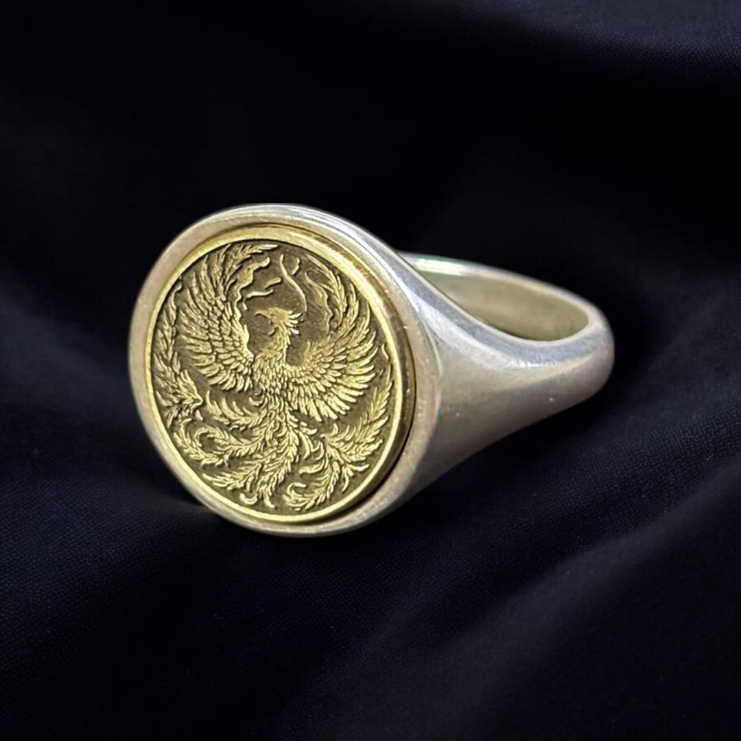 Sterling Silver Phoenix Signet Ring, Mythological Fire Bird Jewelry - Etsy