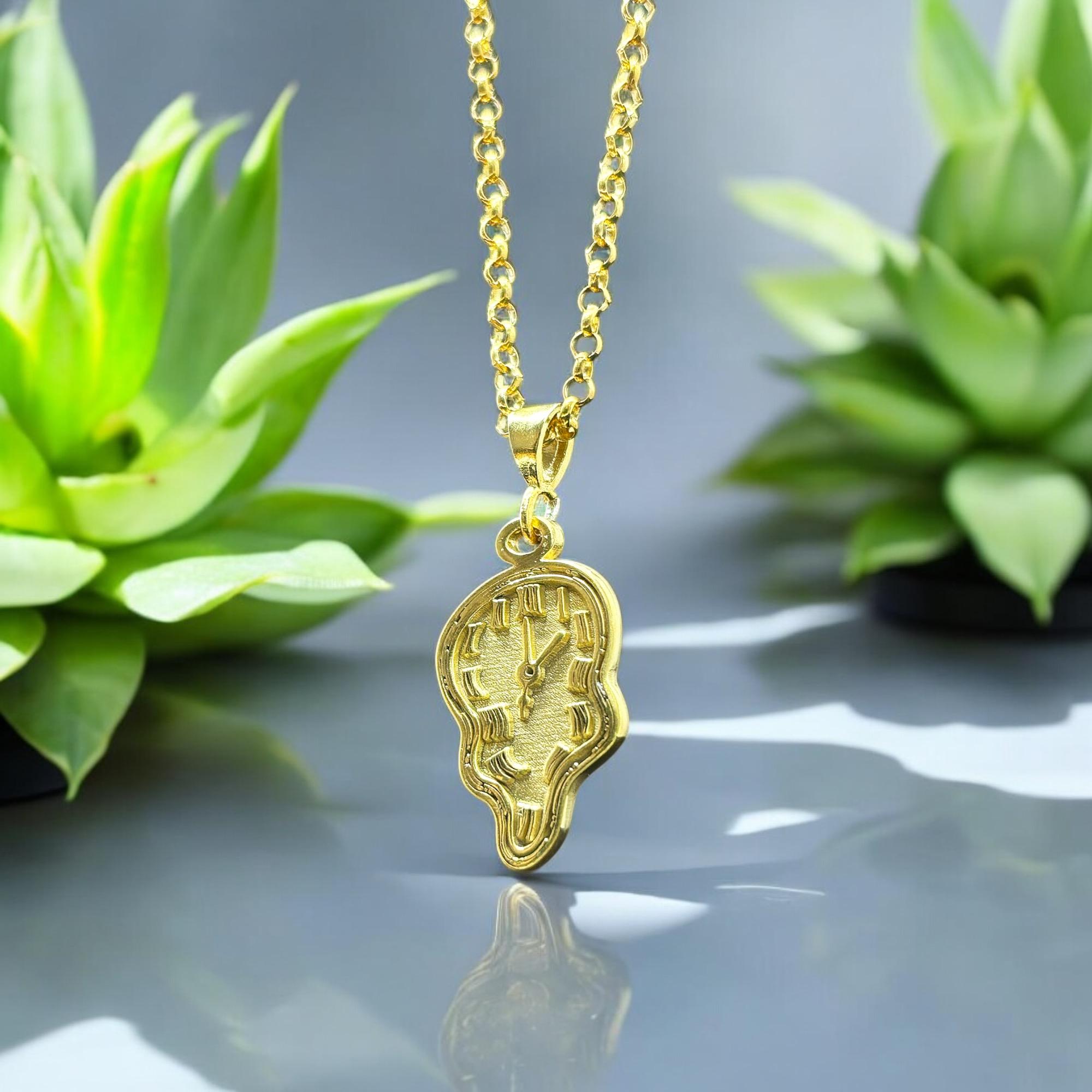 The Persistence of Memory Necklace, Silver Melting Clock Pendant Women ...