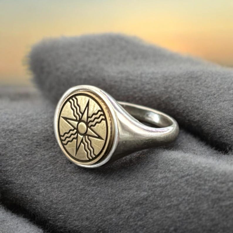 Star of Shamash Ring, Mesopotamian Sun Signet Ring, Enki Pinky Ring ...