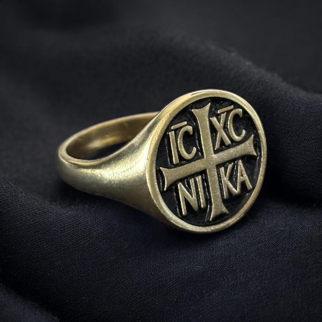 IC XC NIKA Cross Ring – Silver Orthodox Christian Signet Ring for Men ...