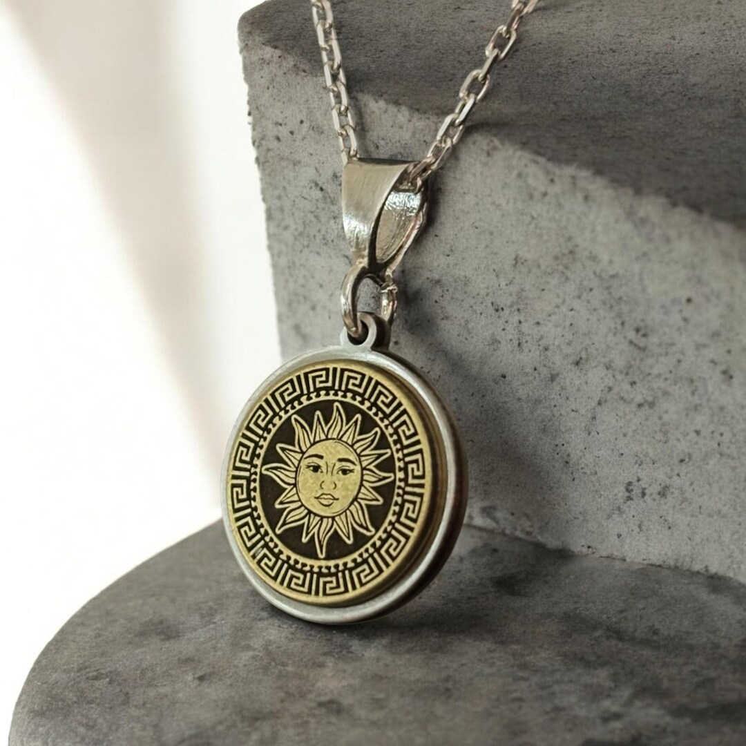 Sterling Silver Solar Sigil Necklace – Celestial Sun Face Pendant for ...