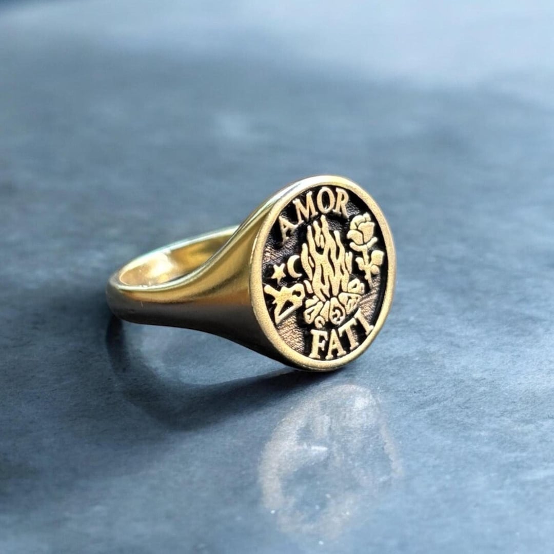Amor Fati Ring, Silver Love of Destiny Signet Ring, Stoic Jewelry ...