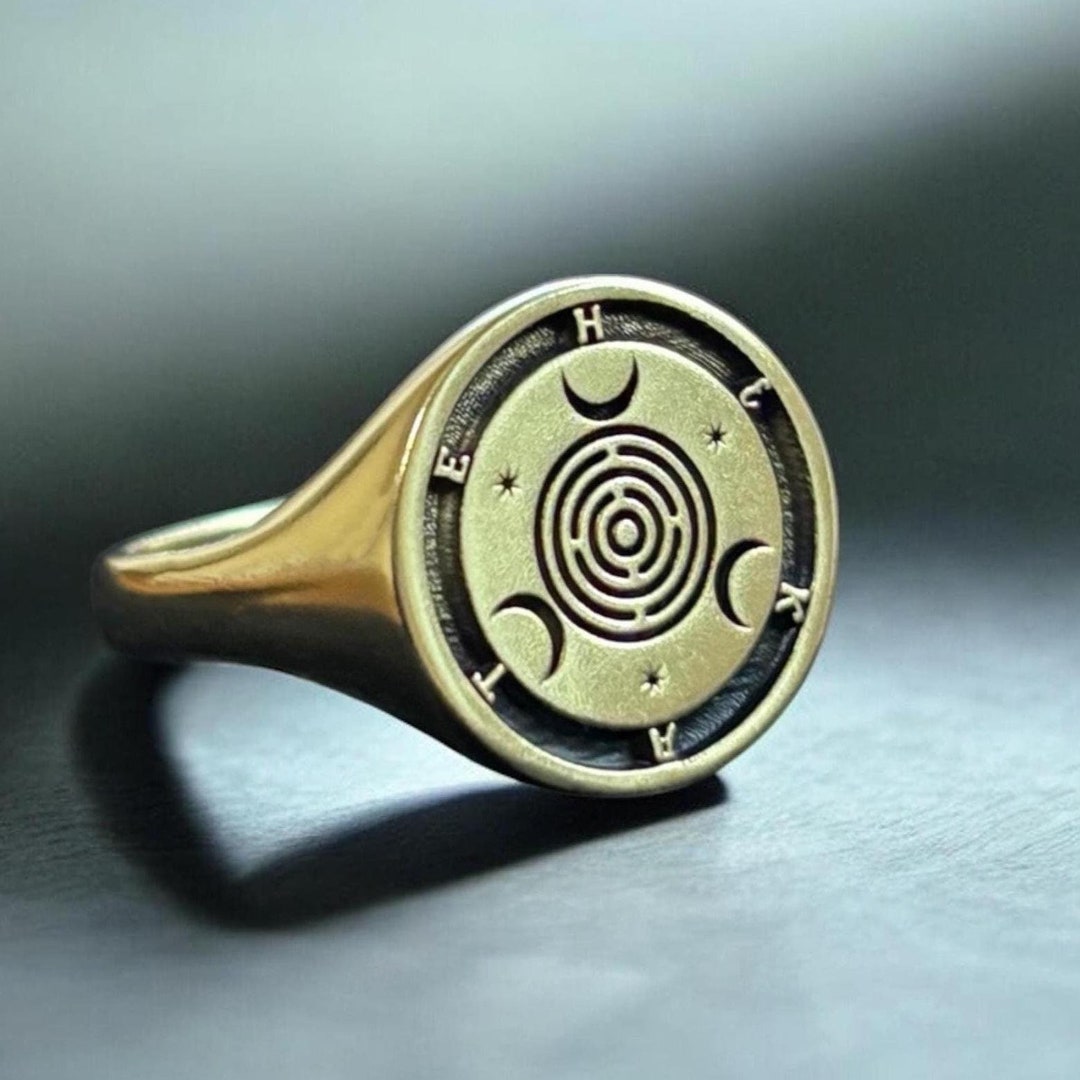 Hecate Sigil Ring, Greek Mythology Signet Ring, Ancient Goddess Pinky ...