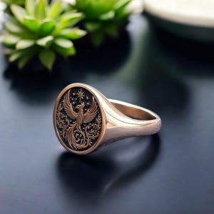 Phoenix Ring, Legendary Rising Signet Ring Women, Mythologic Simurg ...