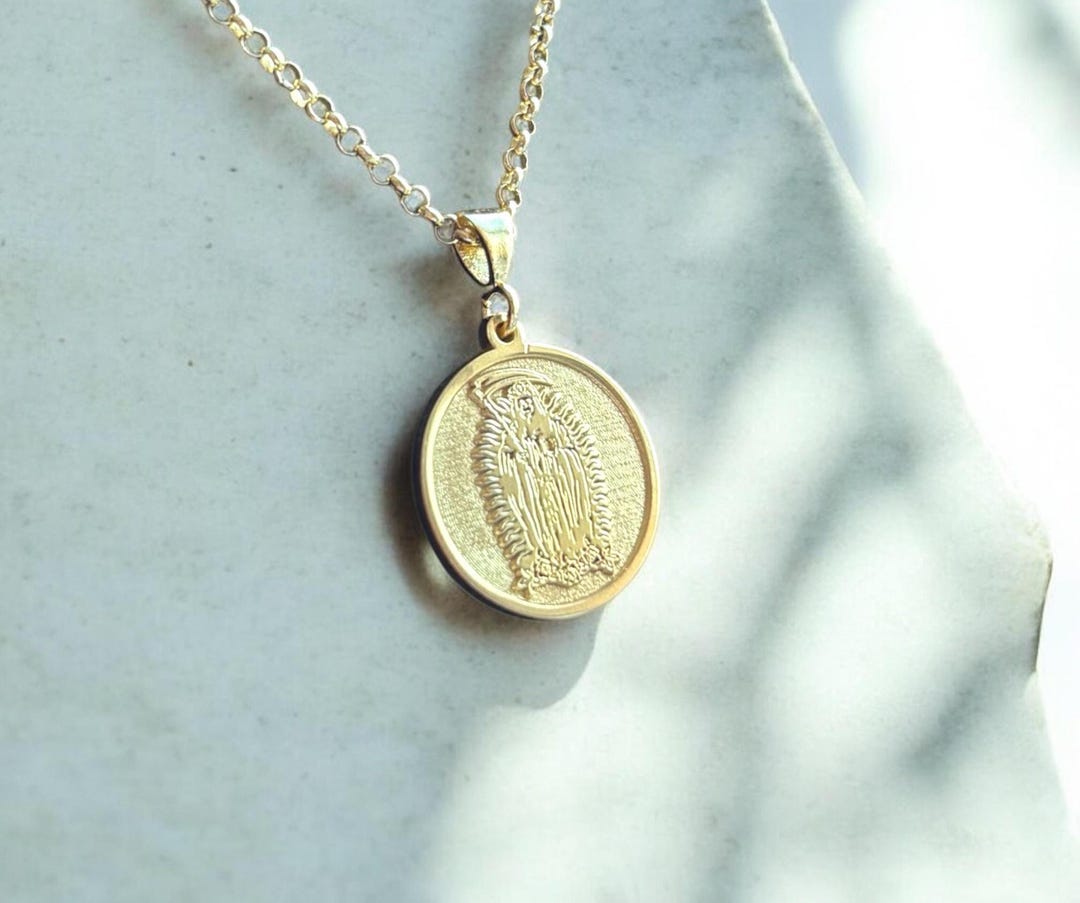 Santa Muerte Necklace, Silver Grim Reaper Coin Pendant, Gold Death ...