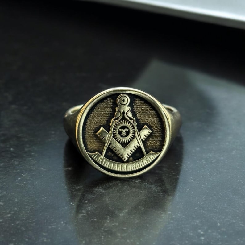 Master Mason Ring, Silver Freemason Signet Ring, Masonic Pinky Ring Man ...