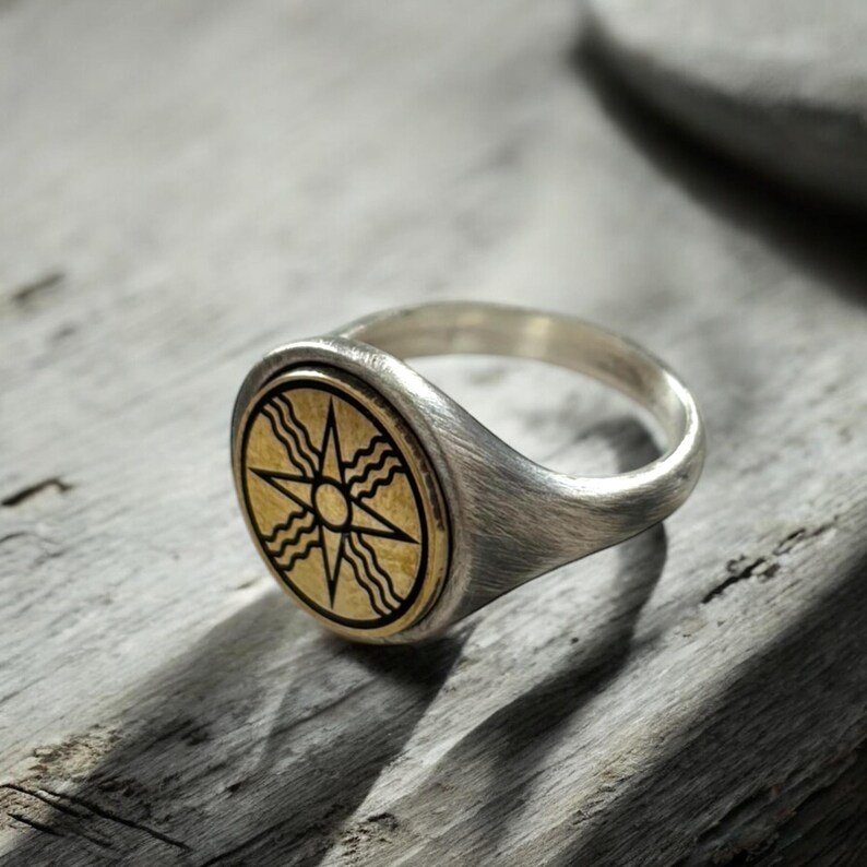 Star of Shamash Ring, Mesopotamian Sun Signet Ring, Enki Pinky Ring ...