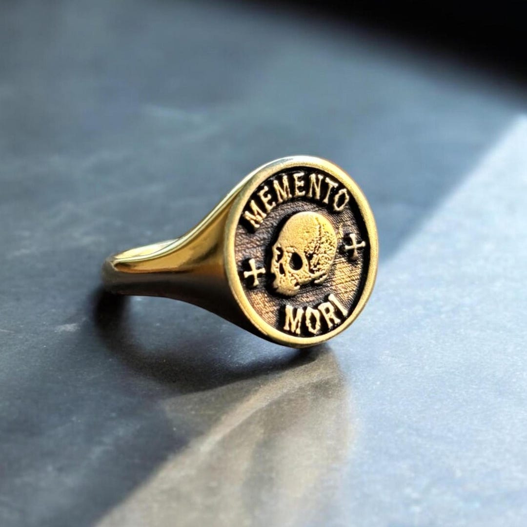 Memento Mori Ring, Silver Skull Pinky Ring, Mortality Reminder Jewelry ...
