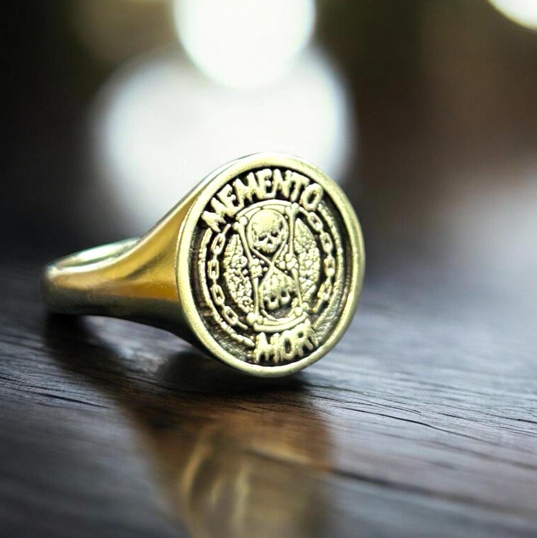 Memento Mori Ring, Silver Skull Pinky Ring, Hourglass Jewelry, Gothic ...