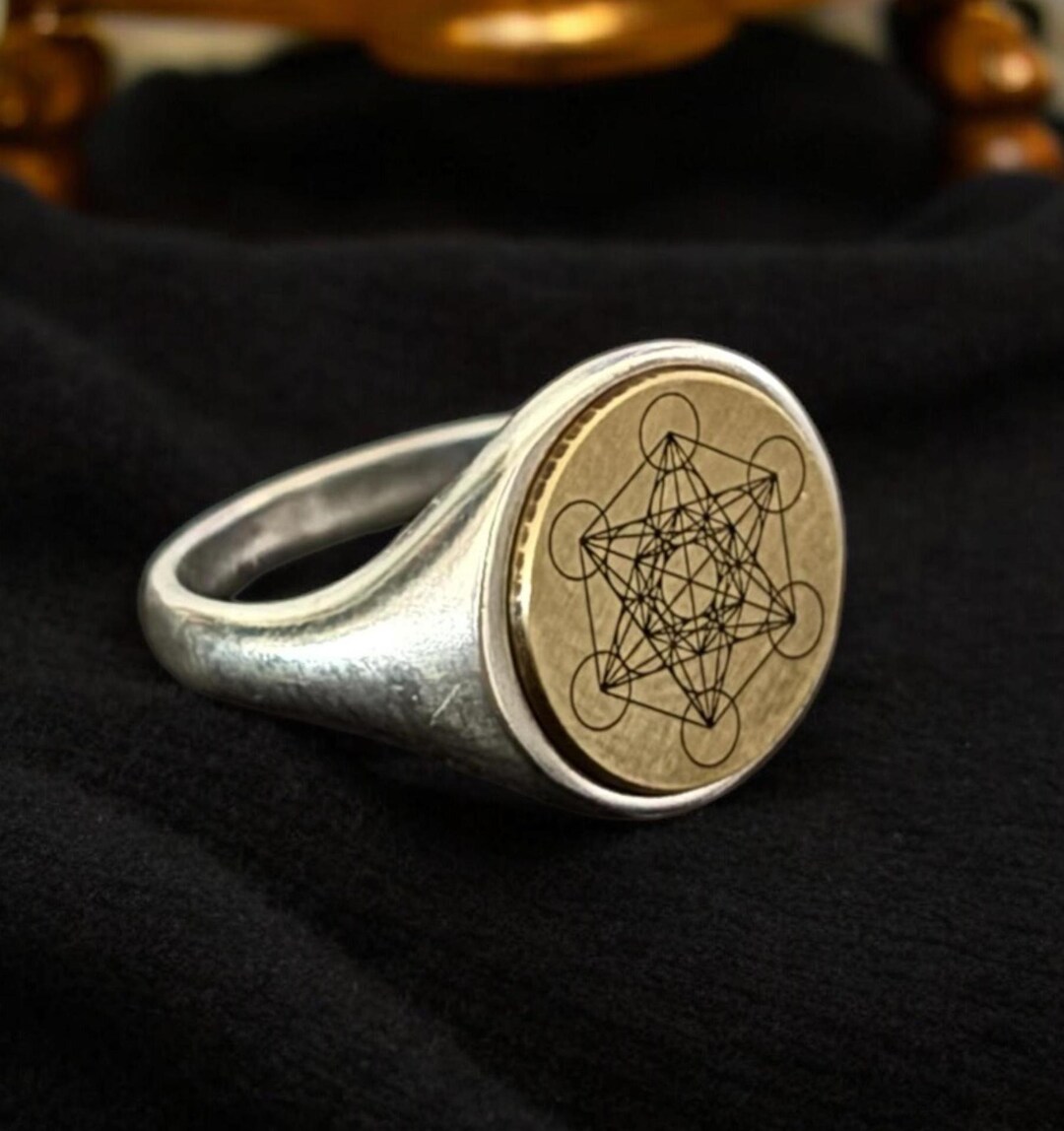 Metatron Ring, Silver Metatron Cube Signet Ring, Archangel Pinky Ring ...