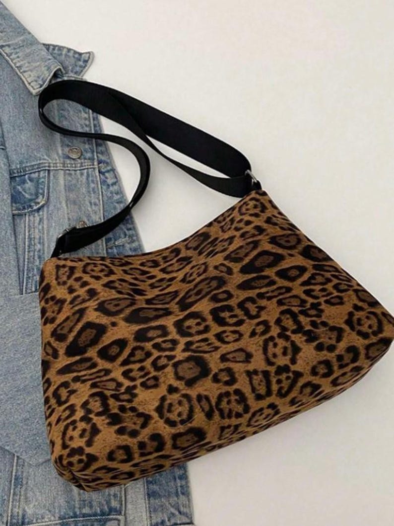 Leopard Print Canvas Tote Bag Crossbody Bag Shopping Bag Fashion Casual ...