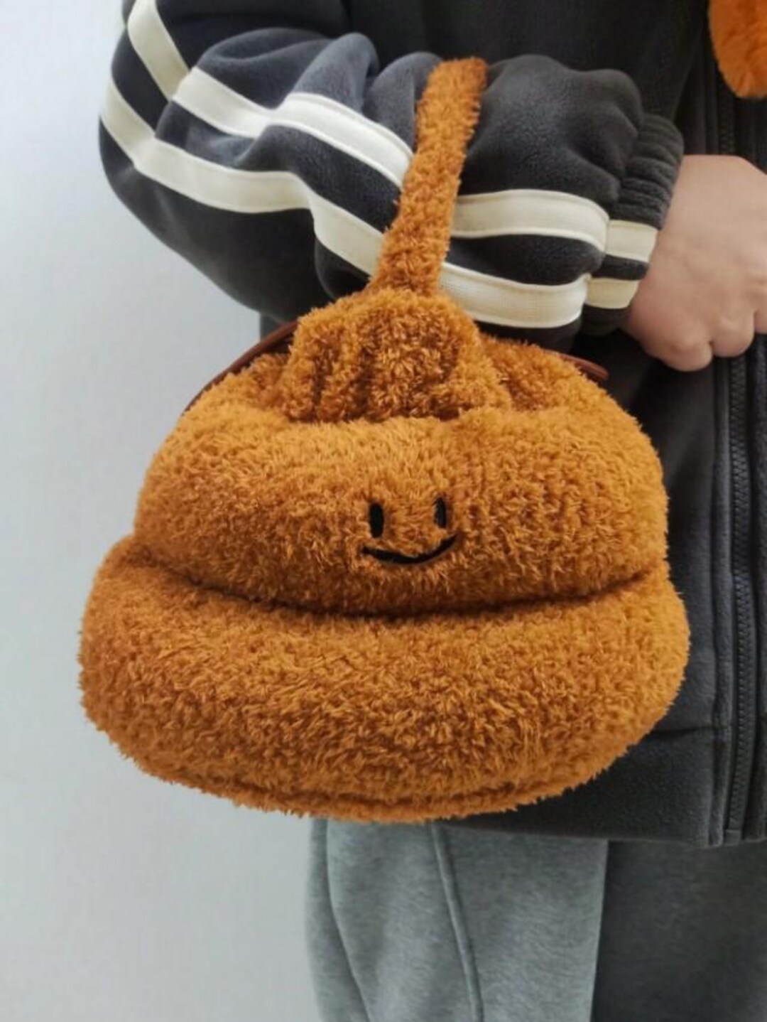 Creative Funny Tote Bag, Cute Plush Brown Poop Shaped Drawstring ...