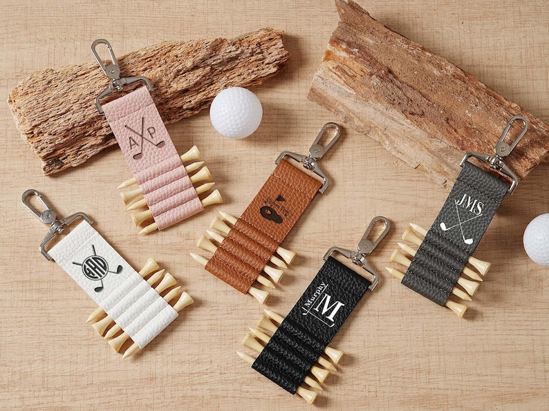 Personalized Leather Golf Tee Tag,handmade Lettered Golf Holder ...