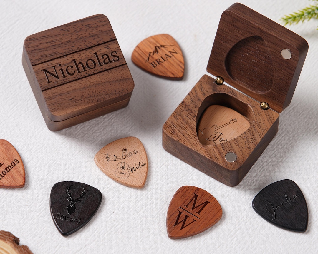 Custom Wooden Guitar Picks Box,personalized Guitar Pick Box Storage ...