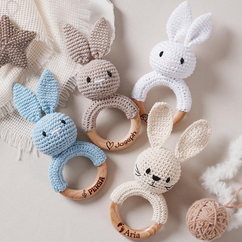Bunny Rattle - Etsy
