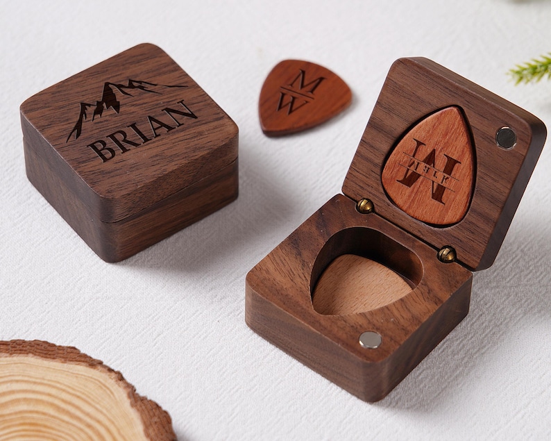 Personalized Guitar Picks, Custom Wooden Guitar Pick Case Box With ...