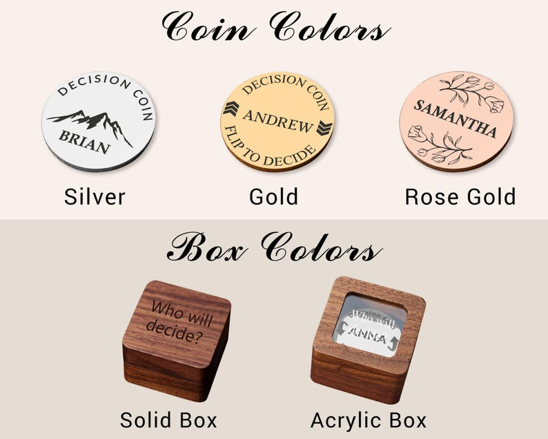 Personalized Coin With Wooden Box - Custom Flip Coin for Couples ...