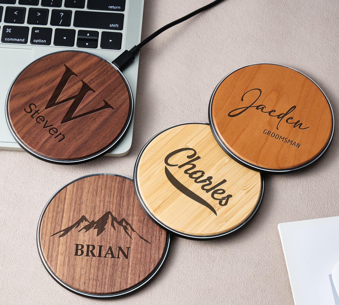 Custom Wooden Wireless Charging Station Gift for Him,personalized ...