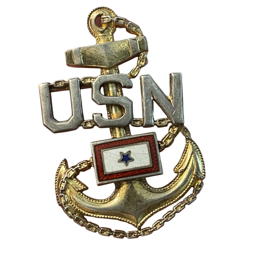 00132 - Vintage WWII USN Anchor Sterling Silver Pin–mother/son in ...