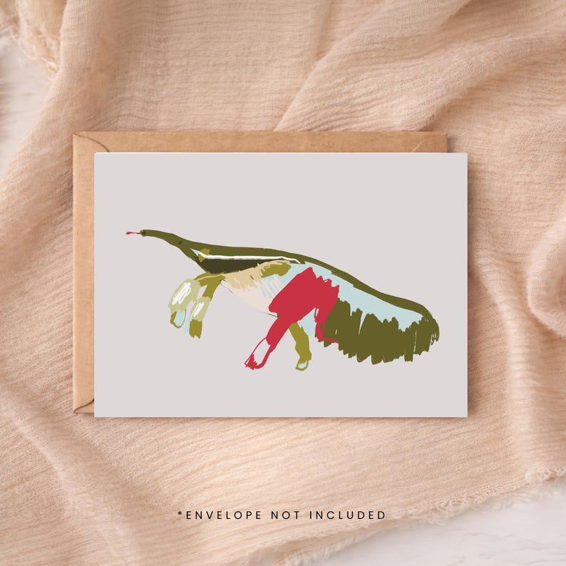 Printable Anteater Greeting Card, Minimal Abstract Art Instant Download ...