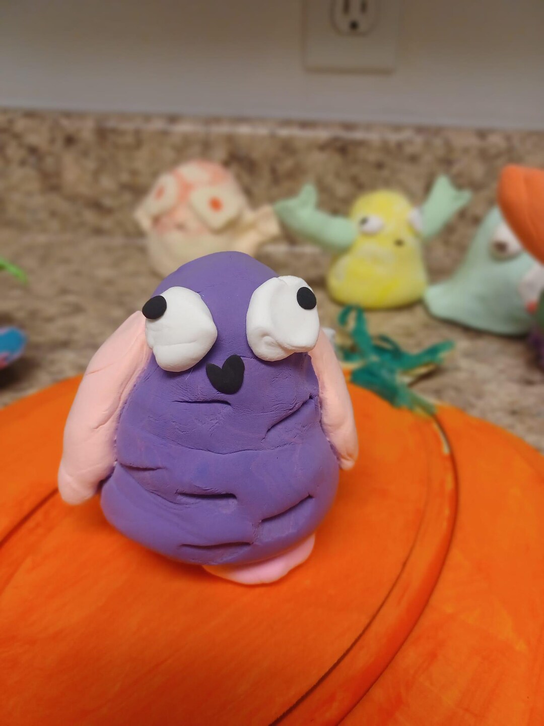Purple Clay Goofy Monster, Clay Handmade Goofy Monster, Quirky Desk ...