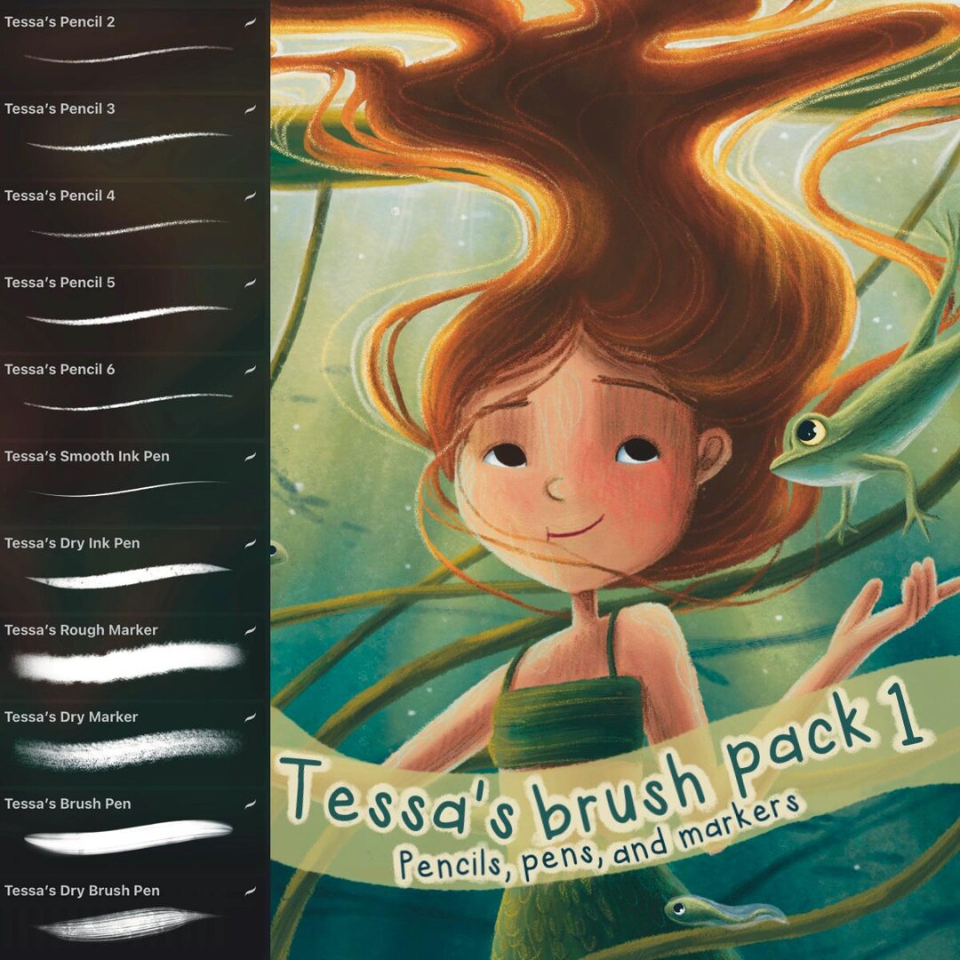 Tessa's Digital Brush Pack 1, Pencil Crayon Pen and Marker Brushes for ...