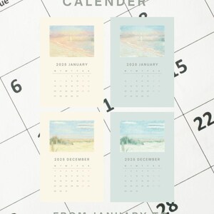 2025 Pastel Minimalist Watercolor Monthly Calendar - PDF Download, Two ...