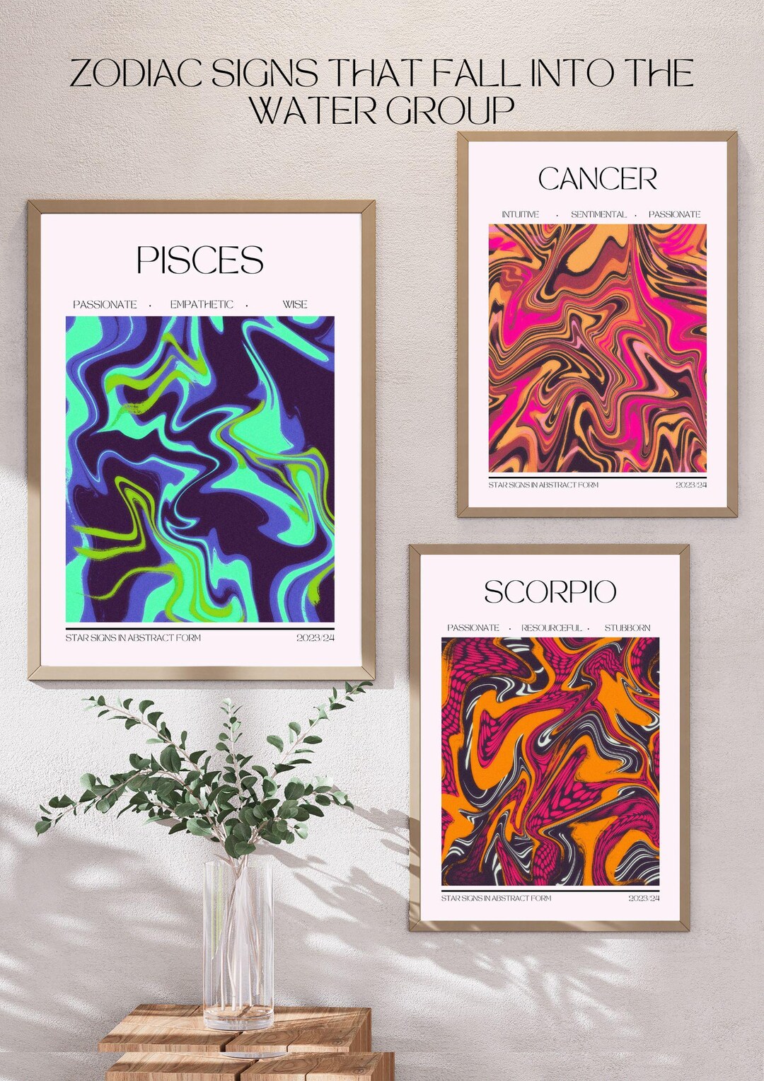 Abstract Zodiac Art Prints – Water Signs (pisces, Cancer, Scorpio ...