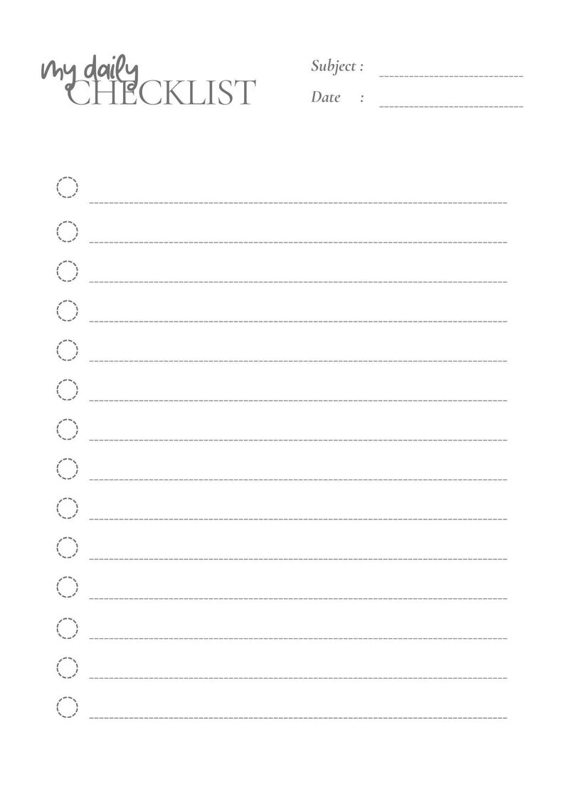 Minimalist Daily Checklist & Notes Planner – Printable Planner Template ...