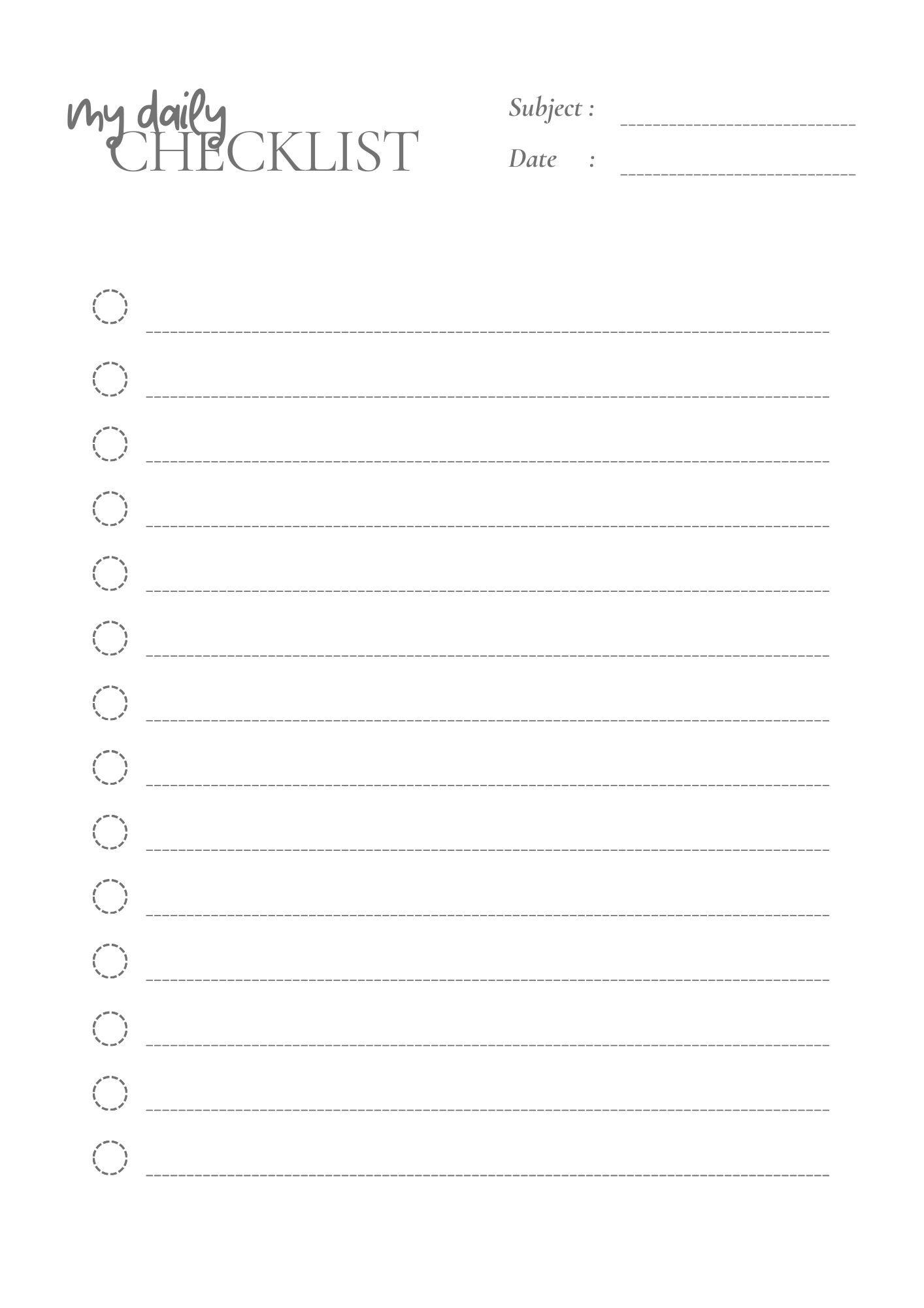 Minimalist Daily Checklist & Notes Planner – Printable Planner Template ...