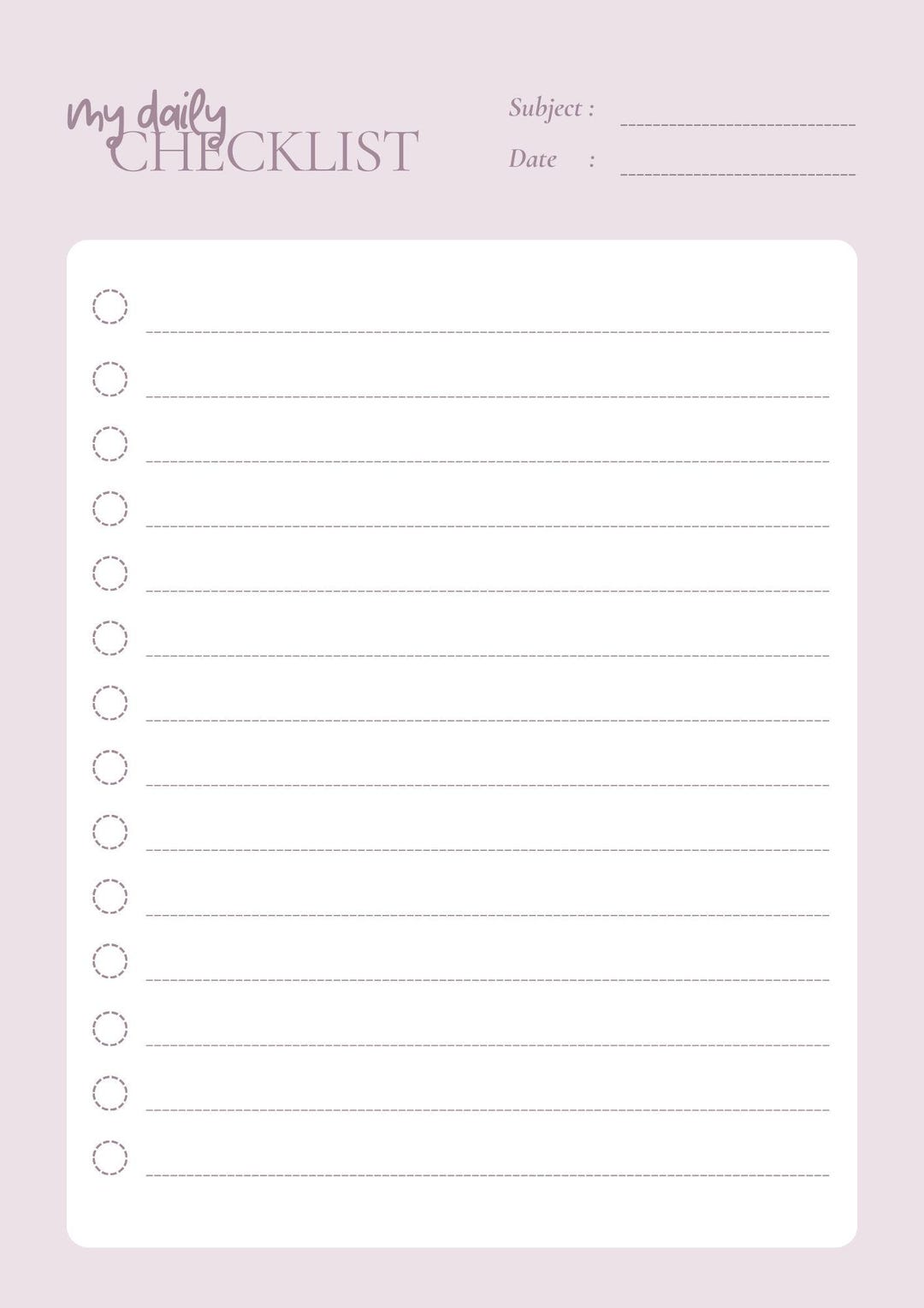 Minimalist Daily Checklist & Notes Planner – Printable Planner Template ...