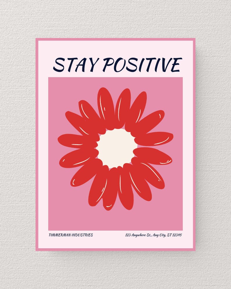 Stay Positive Motivational Poster Modern Minimalist Wall Art ...
